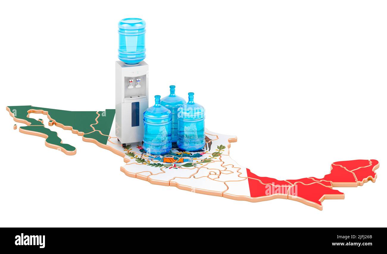 Bottled Water Delivery Service in Mexico, 3D rendering isolated on ...