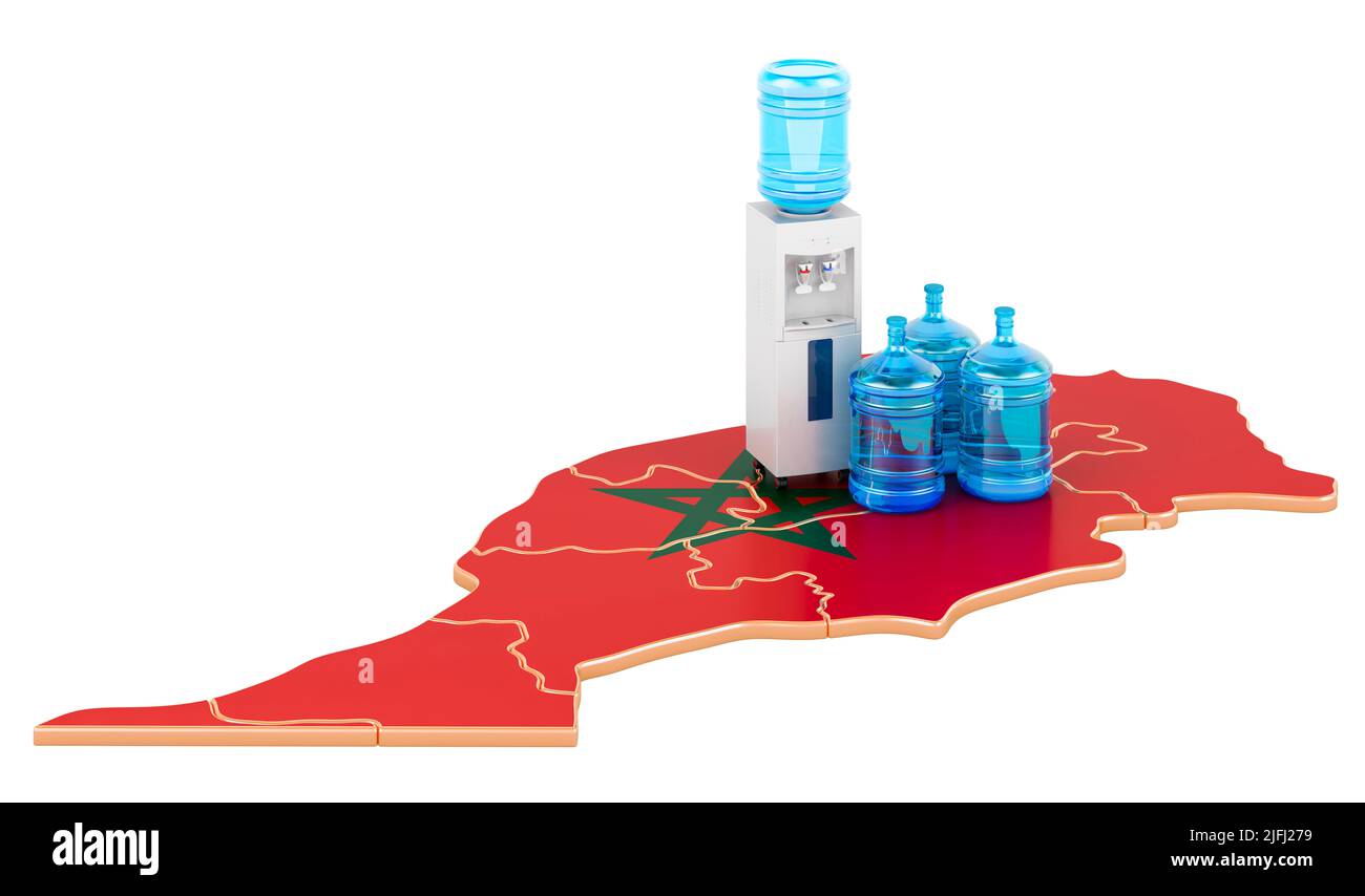 Bottled Water Delivery Service in Morocco, 3D rendering isolated on ...