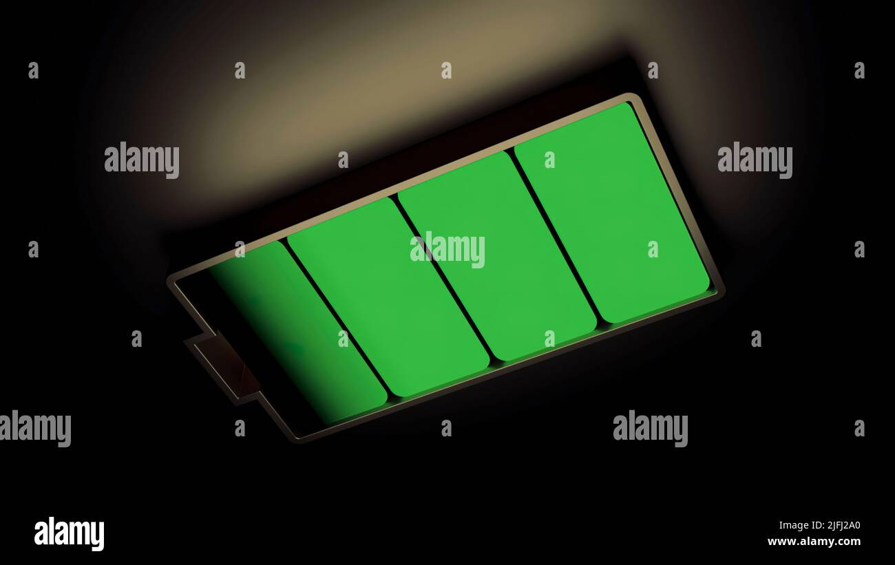 Abstract Charging And Discharging Battery On A Black Background Design