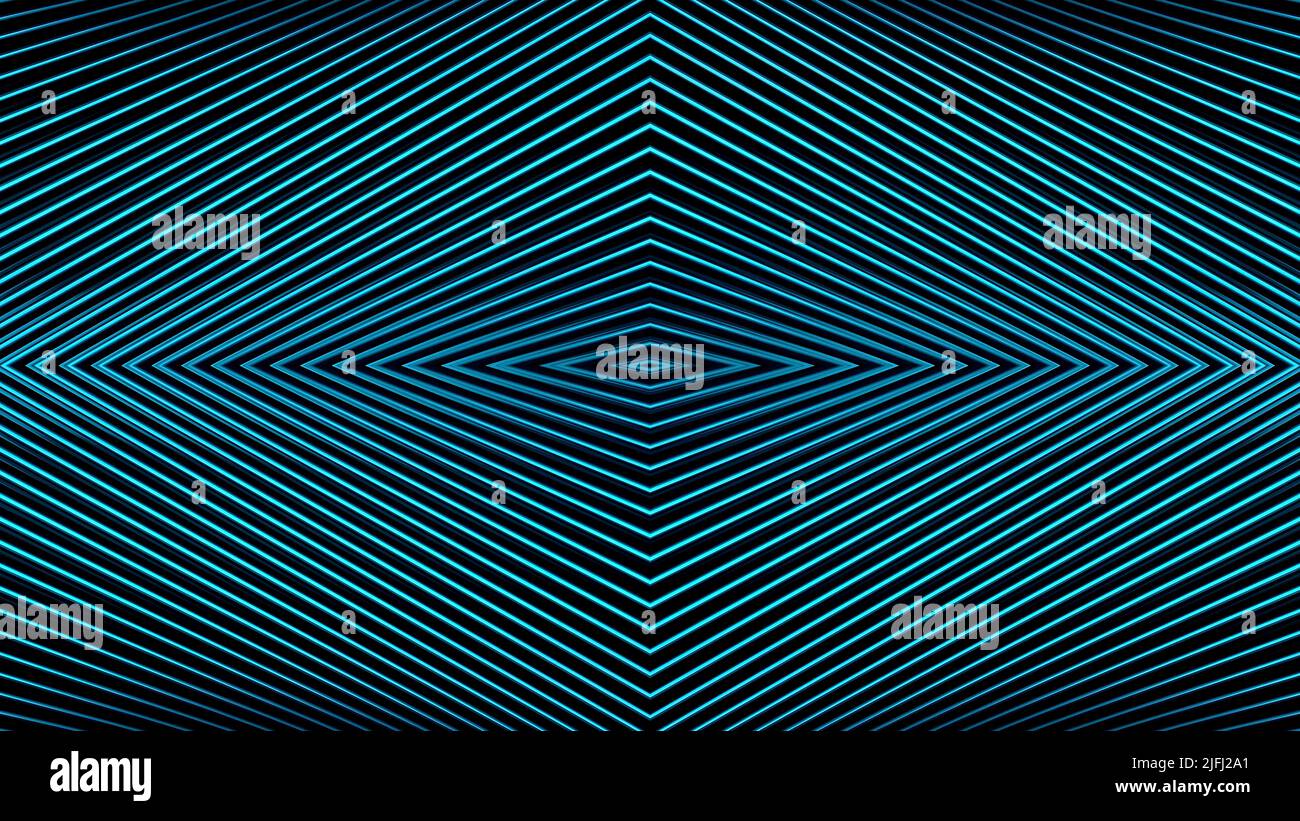 Abstract blue optical illusion with spreading rhombuses. Motion. Narrow ...