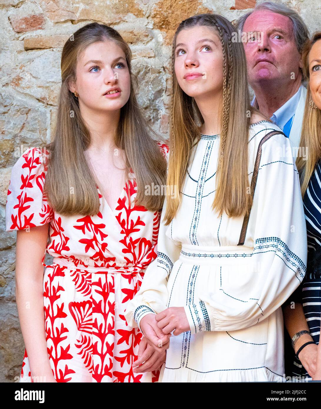 Crown Princess Leonor and Infanta Sofia of Spain attending a work ...