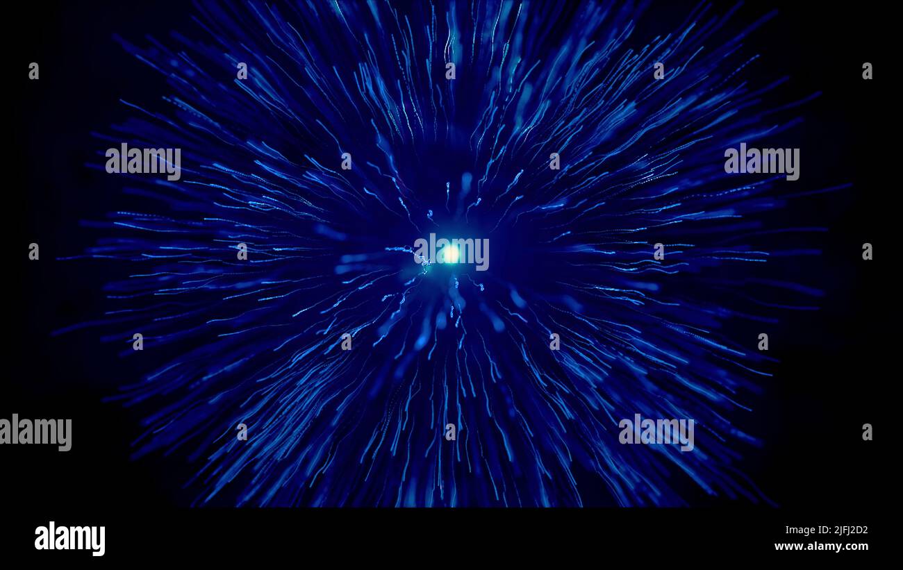 Abstract white star absorbing energy rays before explosion in the blue ...