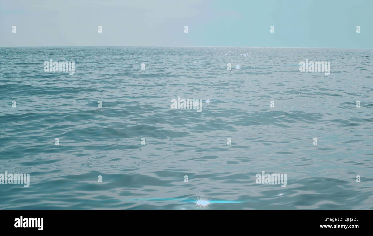 Many shiny reflections of the sun in water surface. Footage. Close up ...