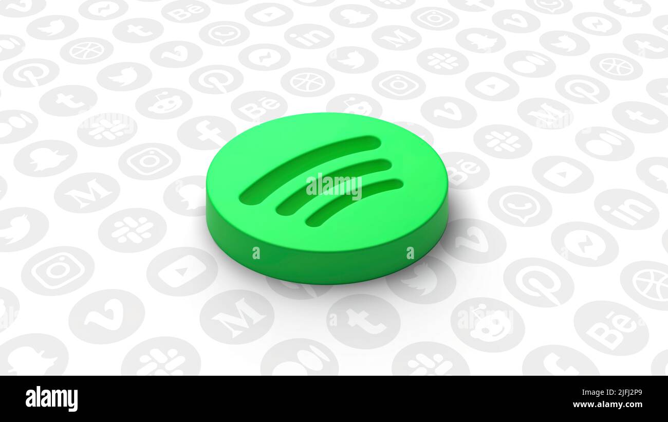 Green flickering particles forming a symbol of Spotify. Motion. Rows of ...