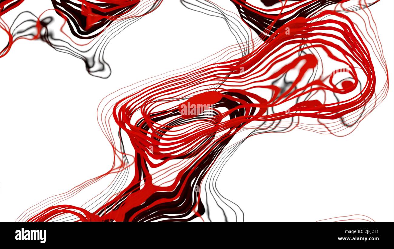 Abstract transformed red rings on a white background, seamless loop ...