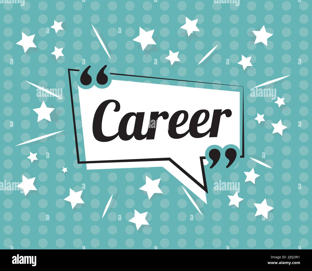 Career, pop art design in blue background with stars illustrations ...