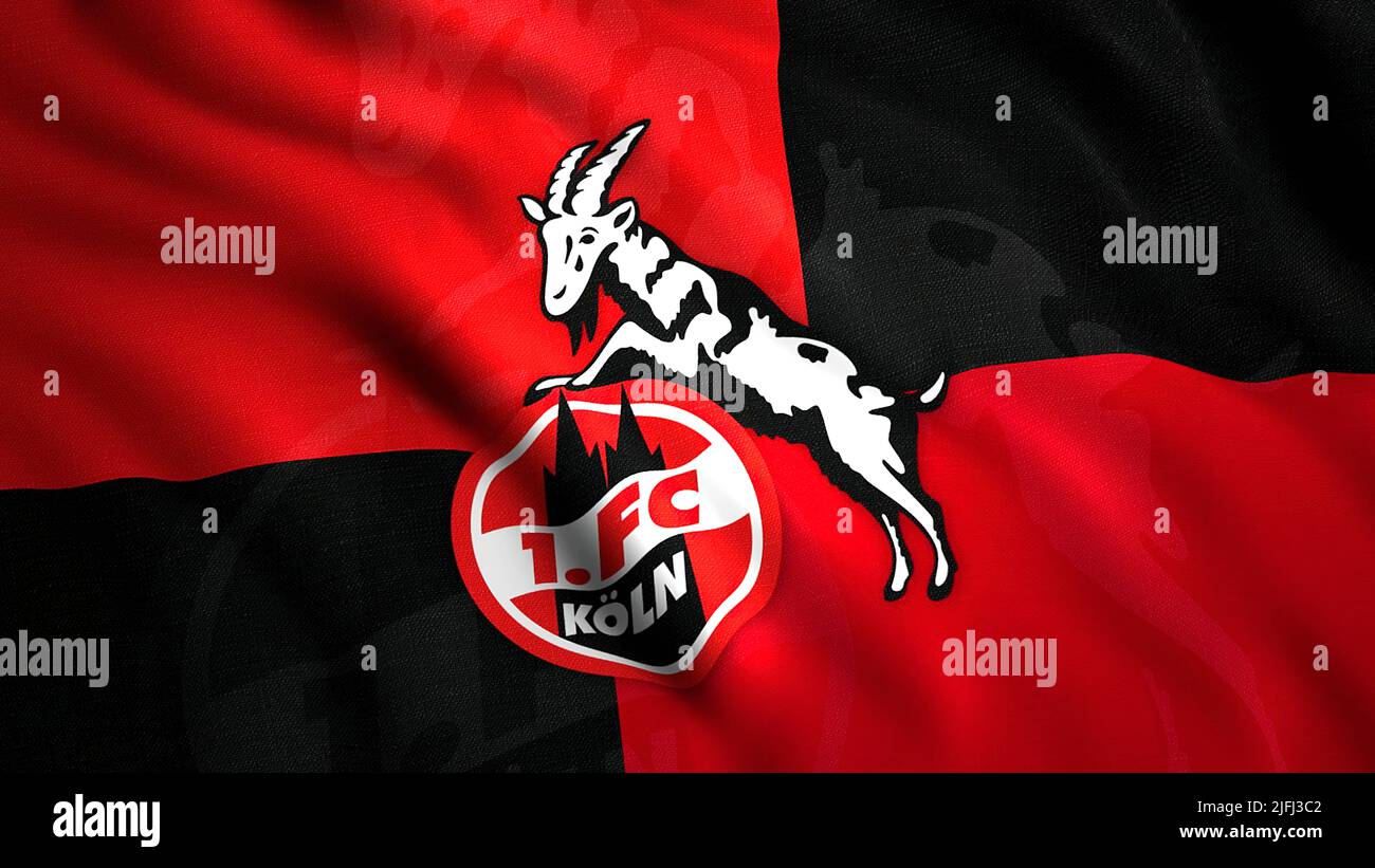Close up animated waving flag of German professional football club in ...