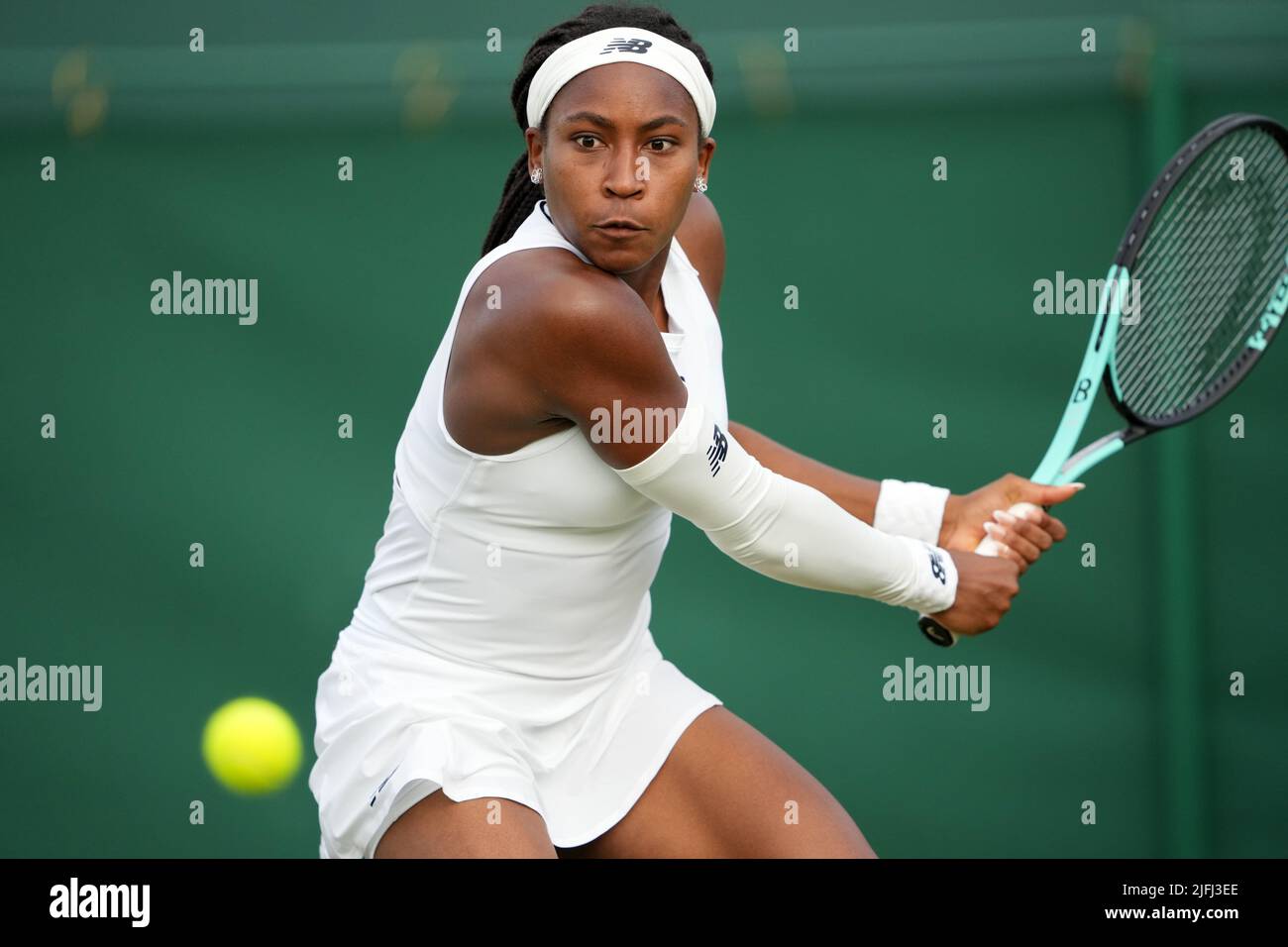 USA's Coco Gauff and Jack Sock (not pictured) in action against France ...