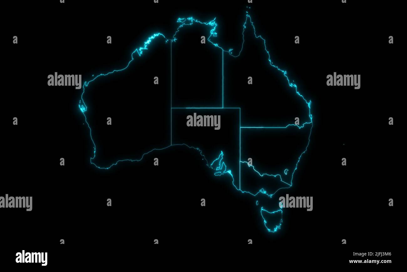 Abstract map outline of Australia with States and Territories with ...