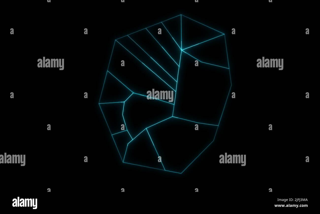 Abstract map outline of Nauru with Districts with Regions glowing ...