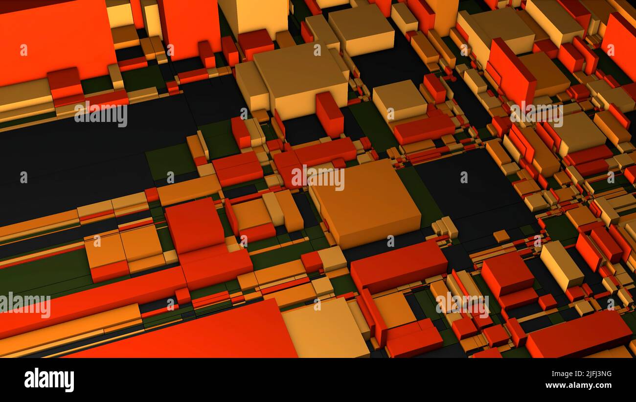 Abstract geometric background with moving blocks of different size and ...