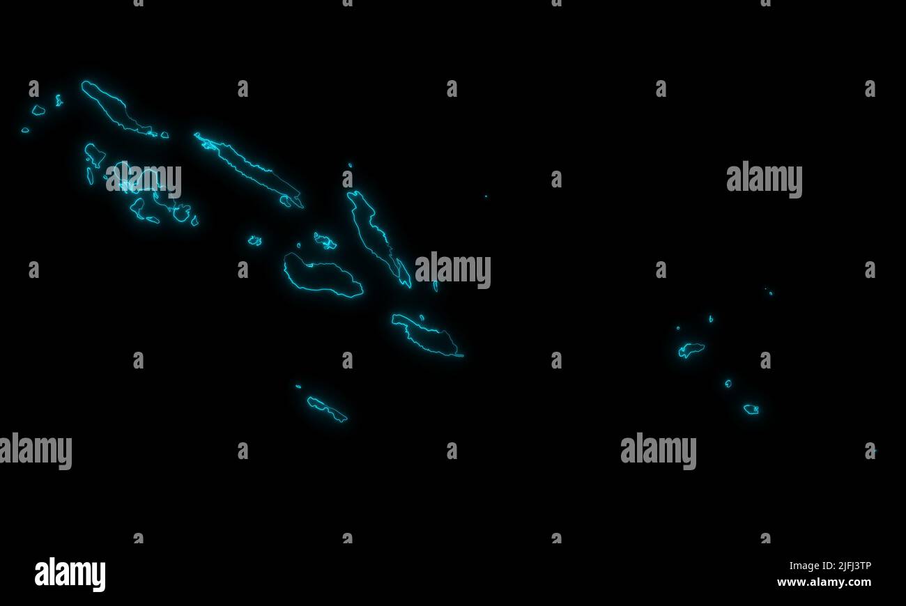 Abstract map outline of Solomon Islands with Provinces with Regions ...
