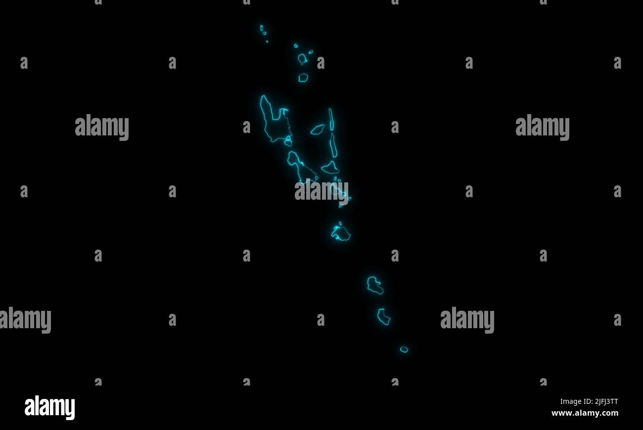 Abstract map outline of Vanuatu with Provinces with Regions glowing ...