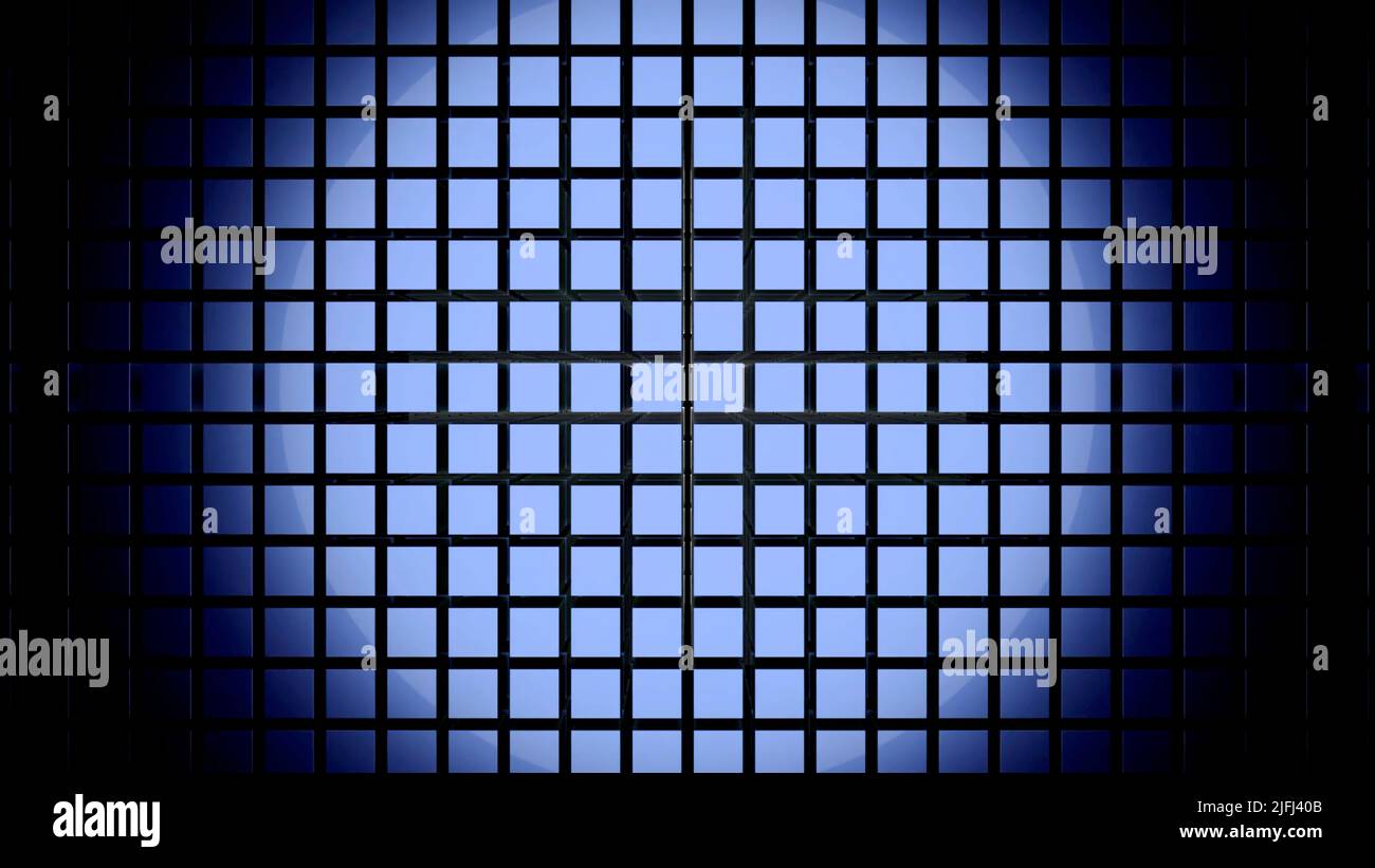 Abstract blue wall of same size squares with a vertical moving wave ...