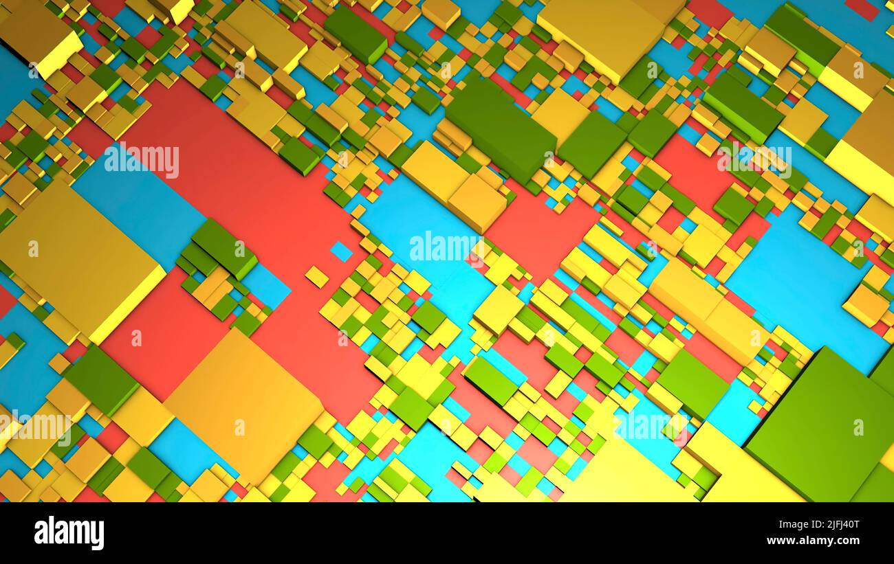 Abstract colorful 3D rectangles background. Motion. Randomly placed ...
