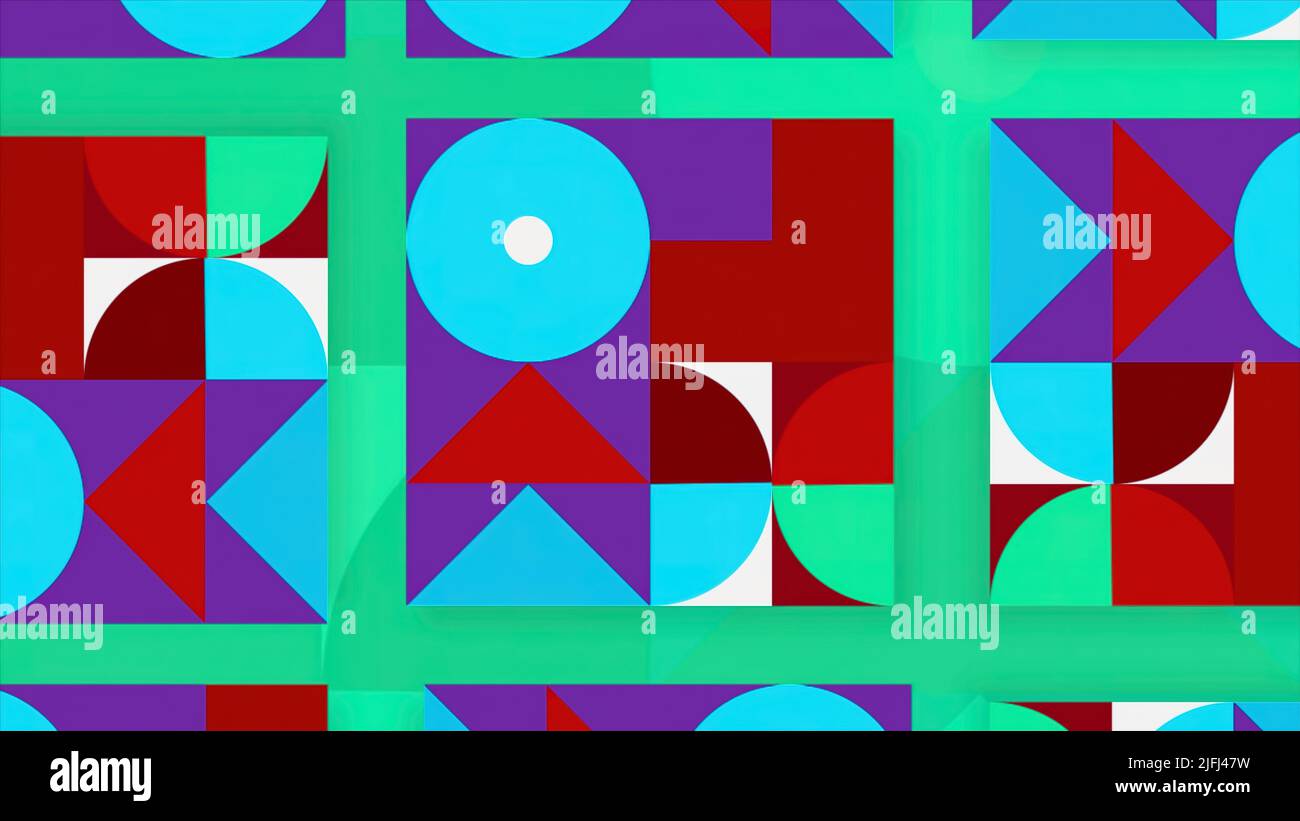 Flat figures transforming and changing color, seamless loop. Motion ...