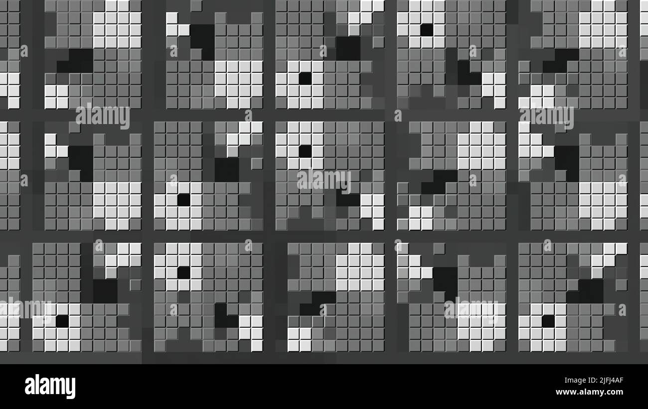 Mosaic with many little monochrome square pieces, abstract 3D ...