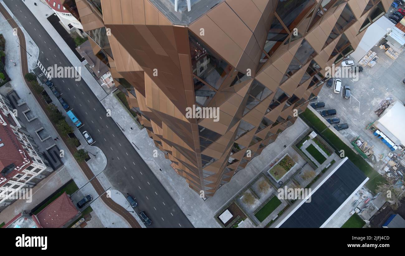 Office building windows and aerial view of skyscraper building. Stock ...