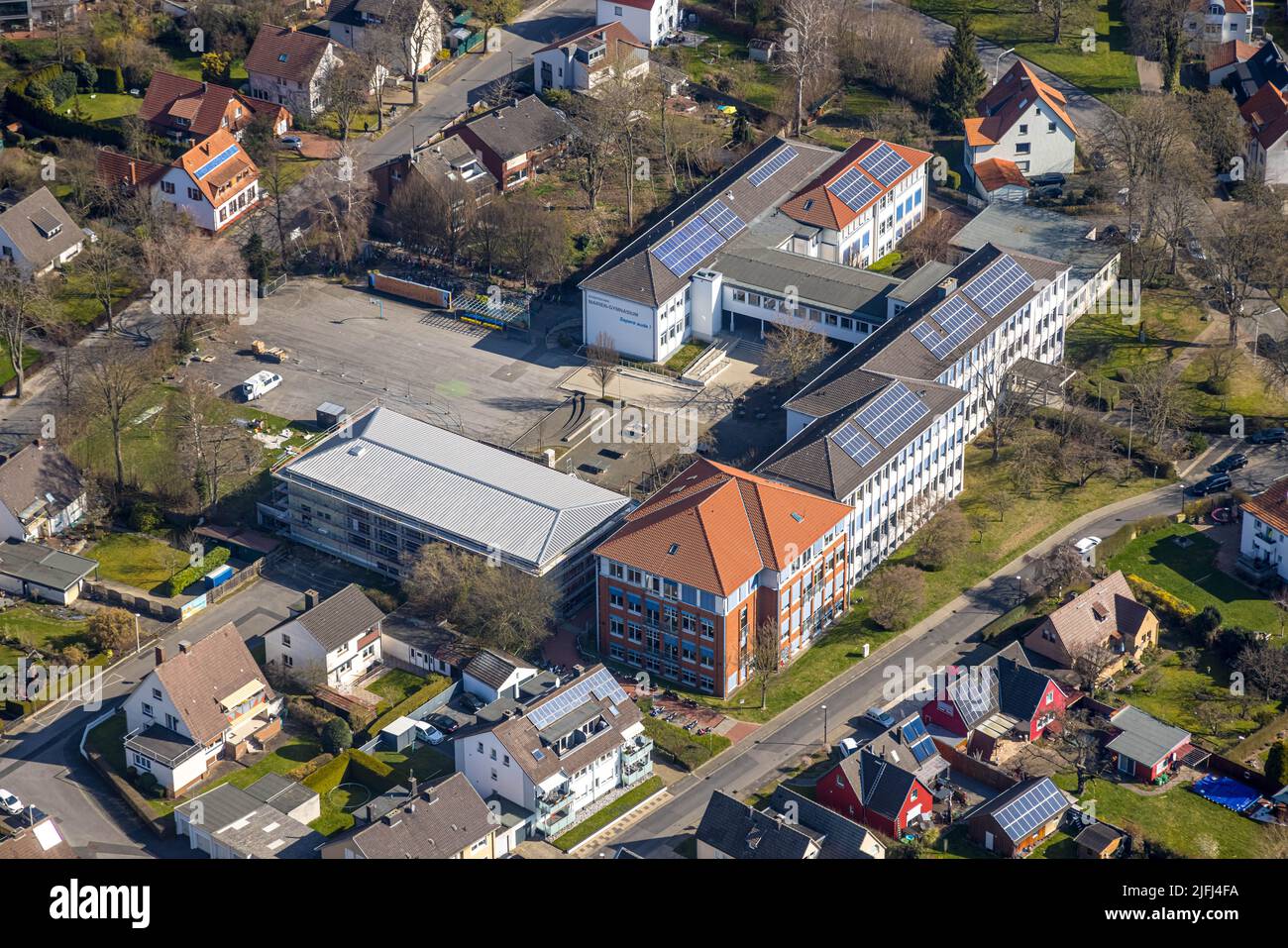 Aerial view, Marien-Gymnasium, Werl, Soester Börde, North Rhine ...