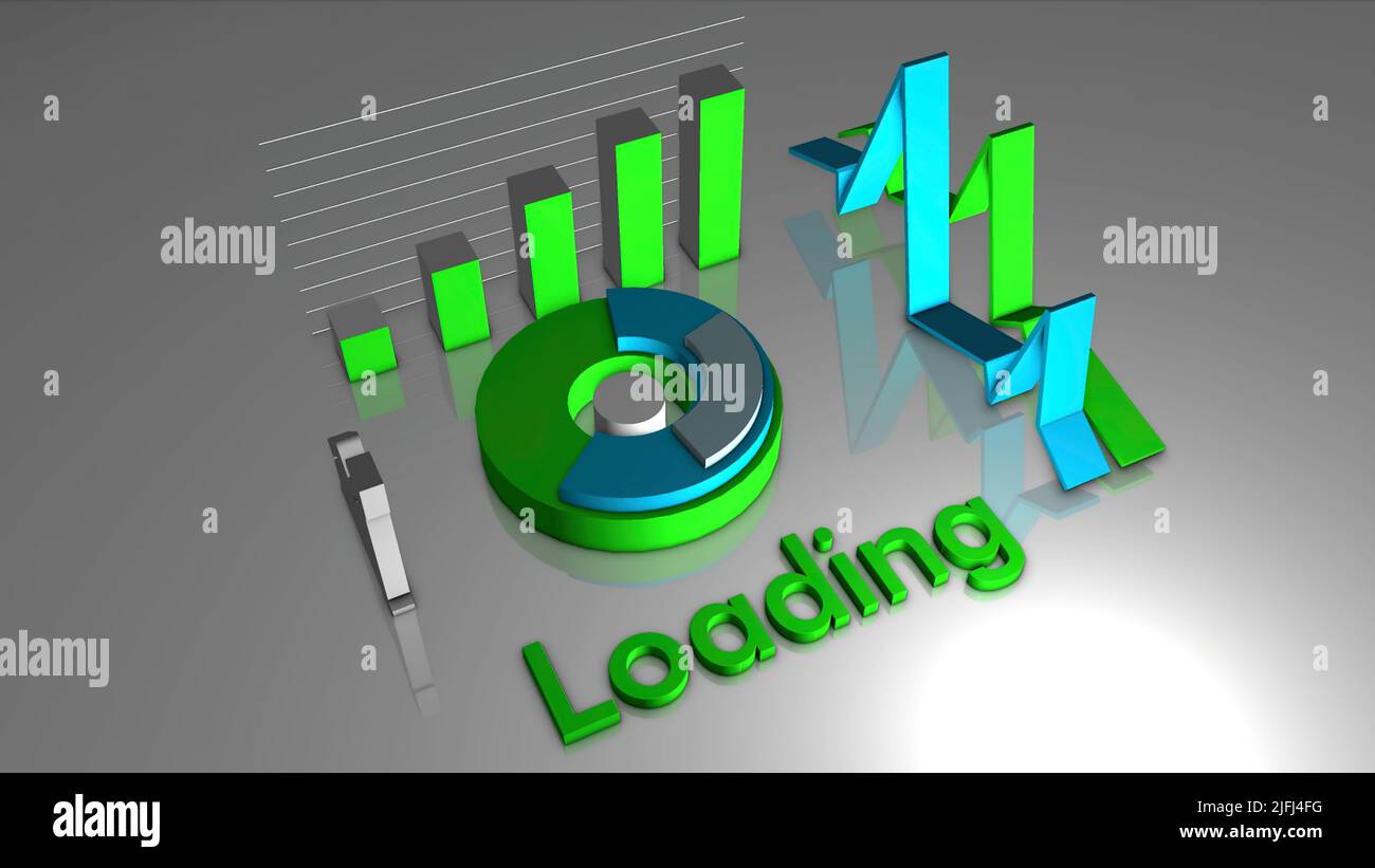 Abstract graphs and loading inscription. Motion. Round shaped diagram ...