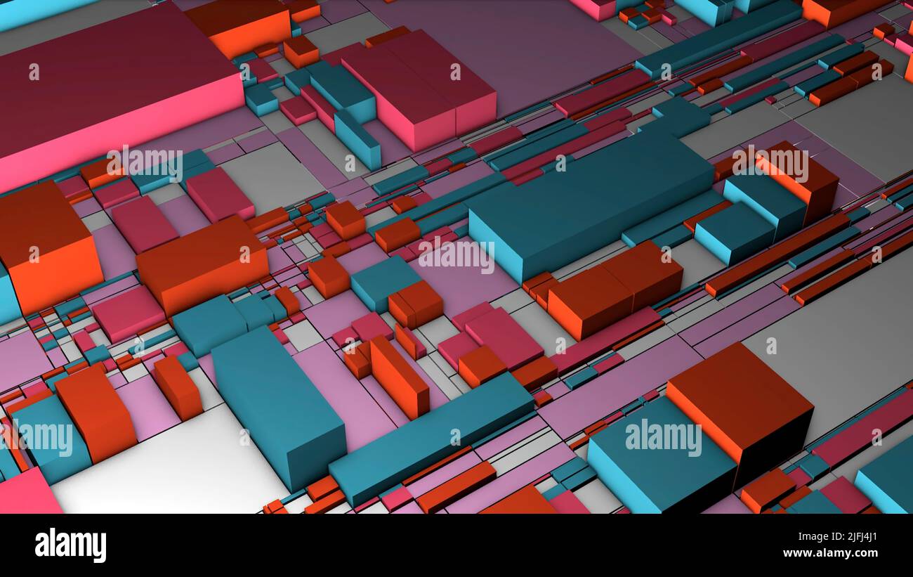 Abstract geometric background with moving blocks of different size and ...