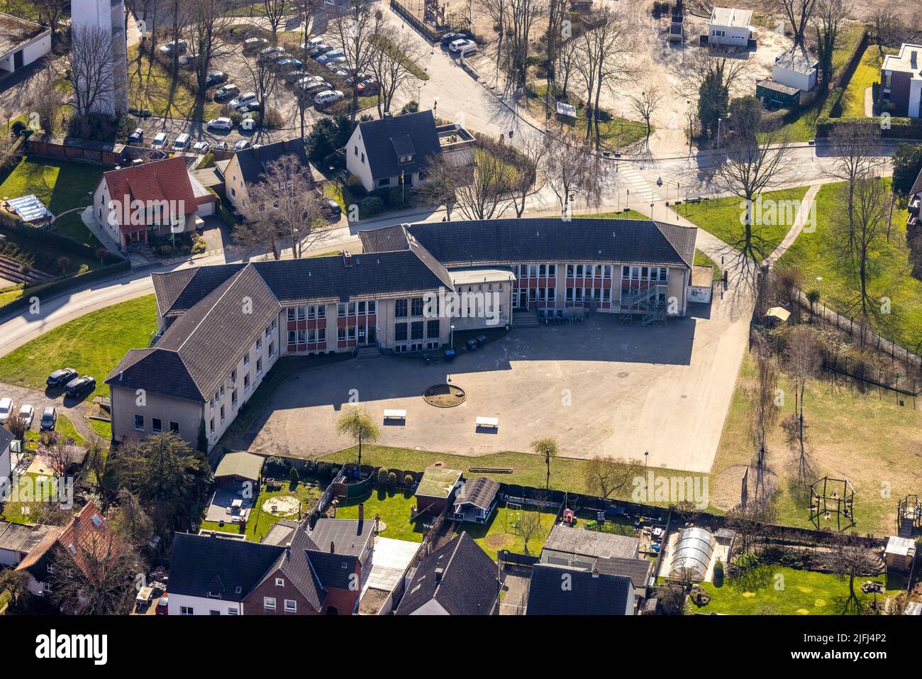 aerial photo, Paul-Gerhardt-School, Werl, Soester Börde, North Rhine ...