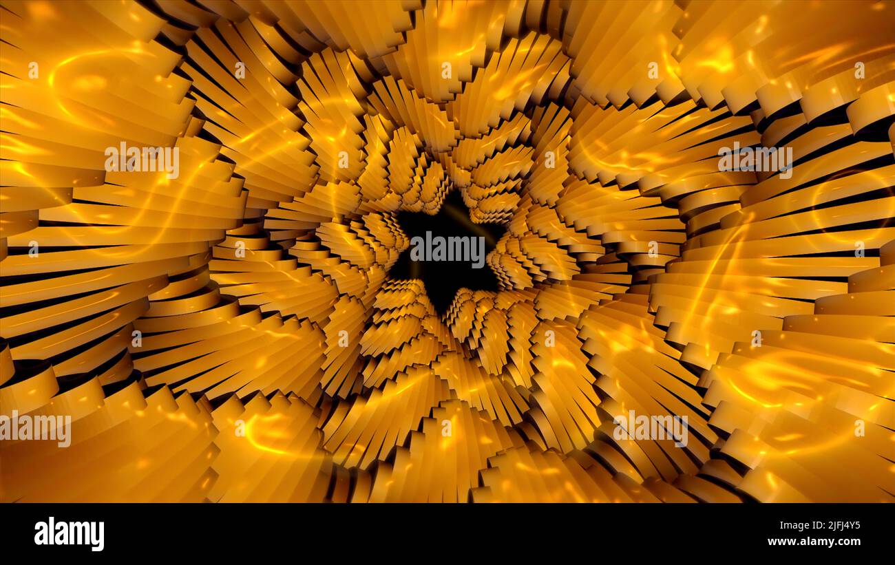 Abstract yellow star fish rotating kaleidoscopic background, seamless ...