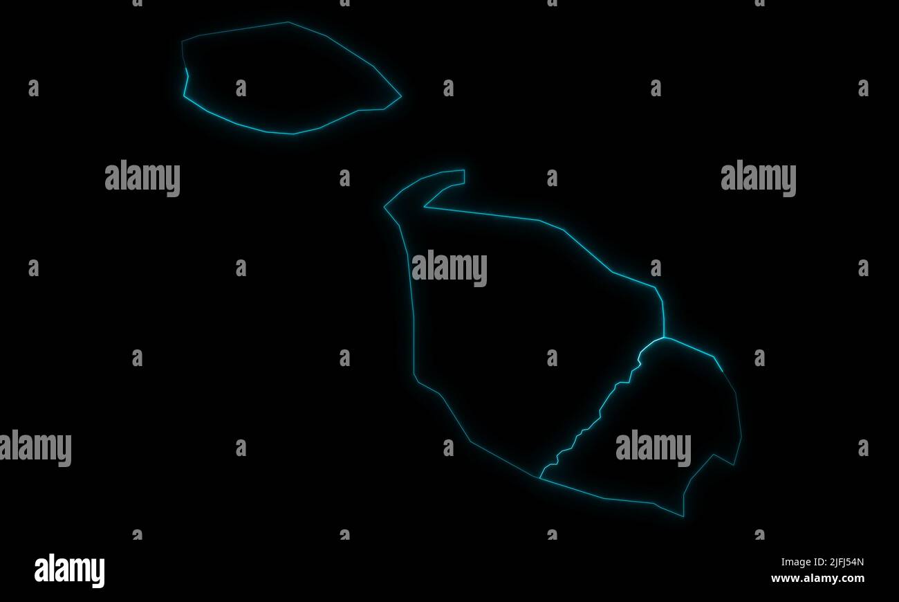 Abstract map outline of Malta with Regions glowing outline in black ...