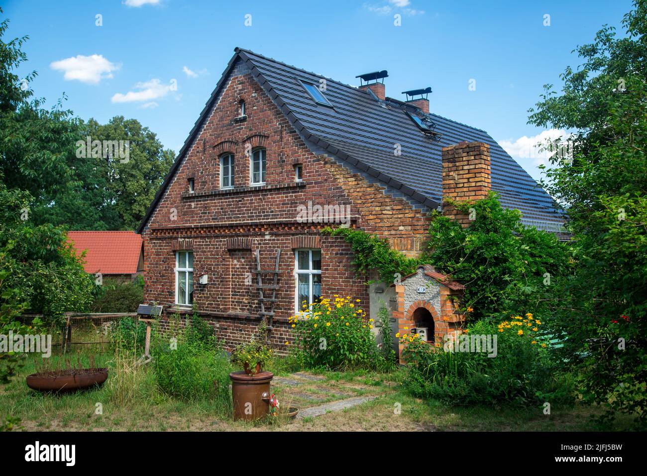 Old red brick house, Lusatia, Germany Stock Photo - Alamy