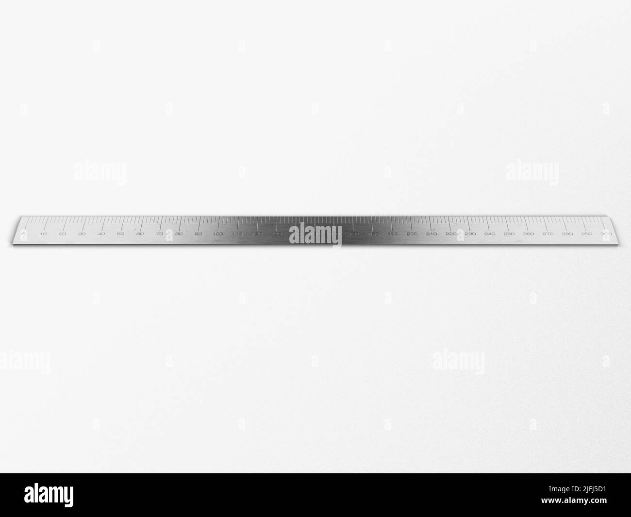 A close up view of a section of a steel ruler with indented ...