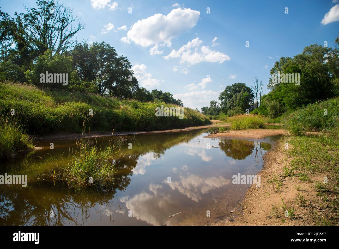 Lusatian Neisse river, Oder-Neisse Cycle Route, Lausitz, Brandenburg ...