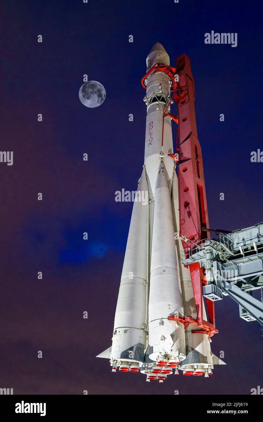 Moscow, Russia - January 10, 2022- Soviet Space Launch Vehicle Vostock ...