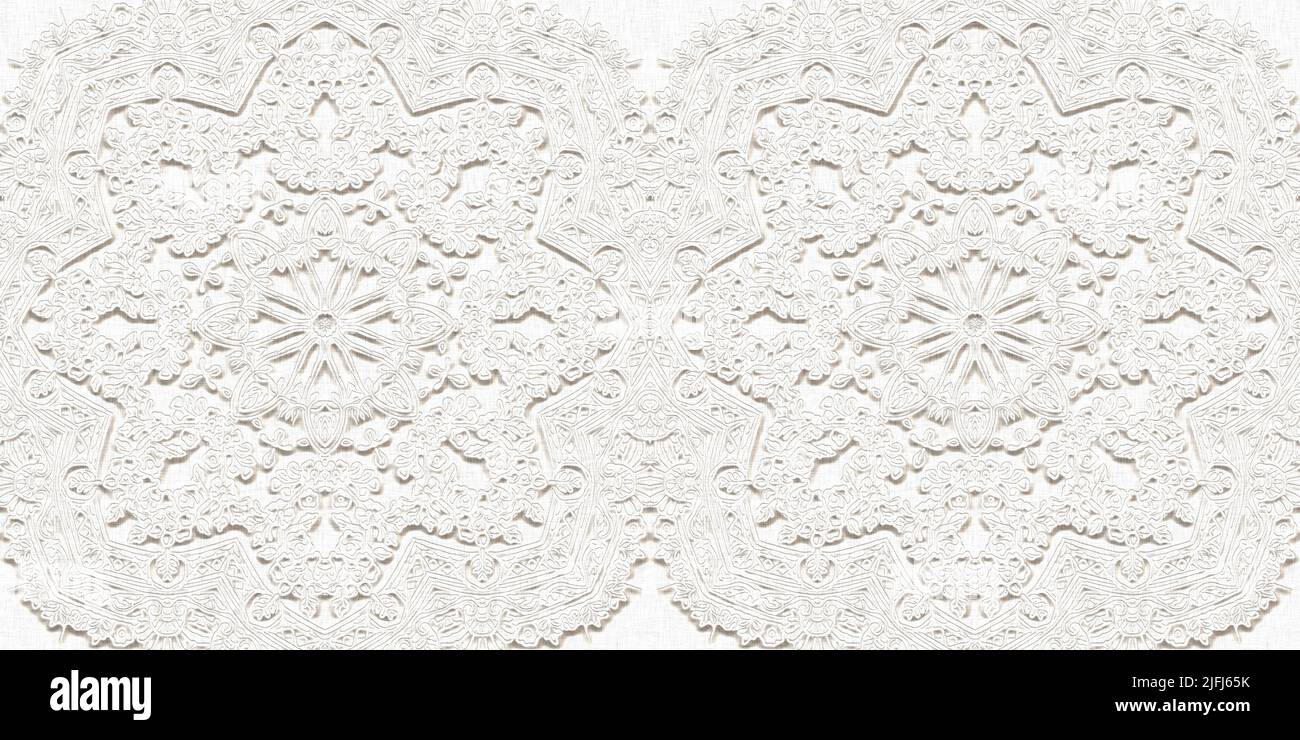 White on White linen lace effect border background. Minimal stylish ...