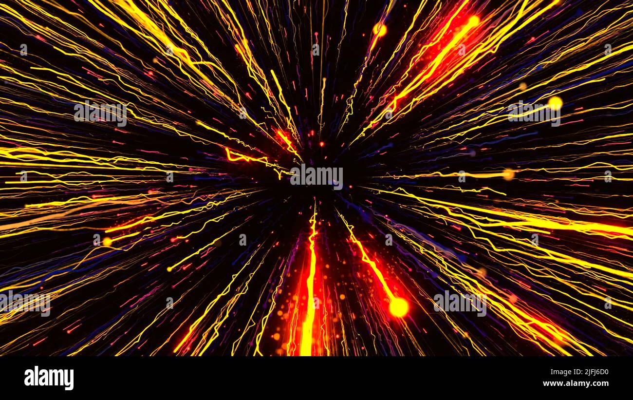 Colorful fireworks animation on a black background. Motion. Yellow and ...
