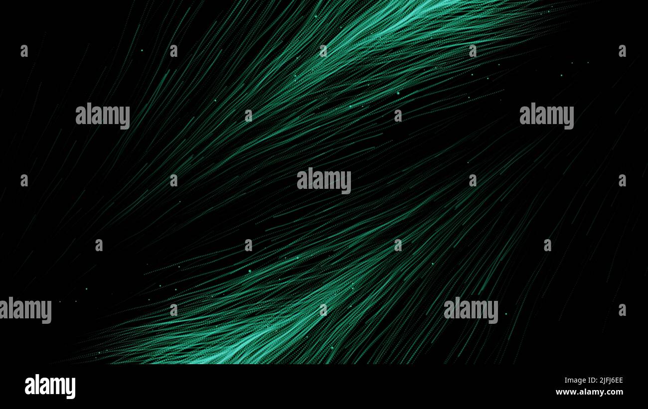 Abstract green plumes flying diagonally towards each other isolated on ...
