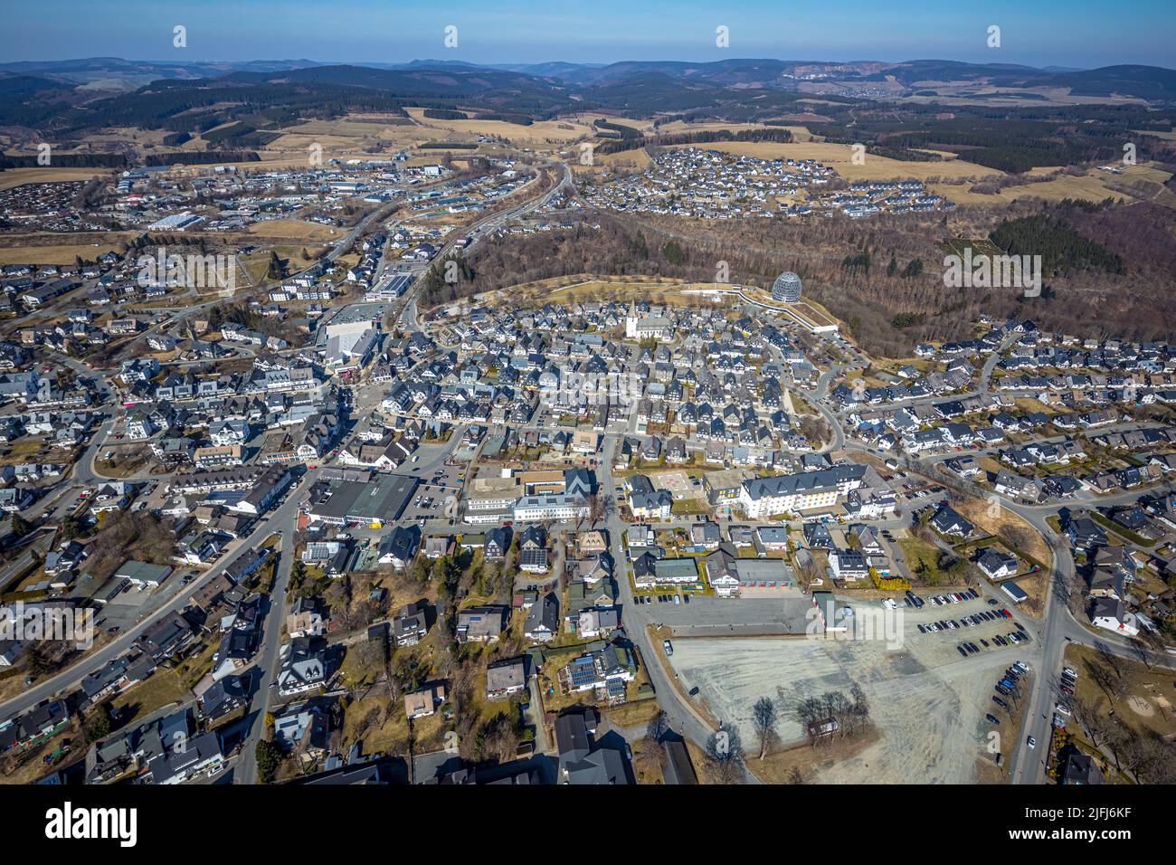 Aerial view, Oversum Vital Resort am Winterberg spa park, residential ...