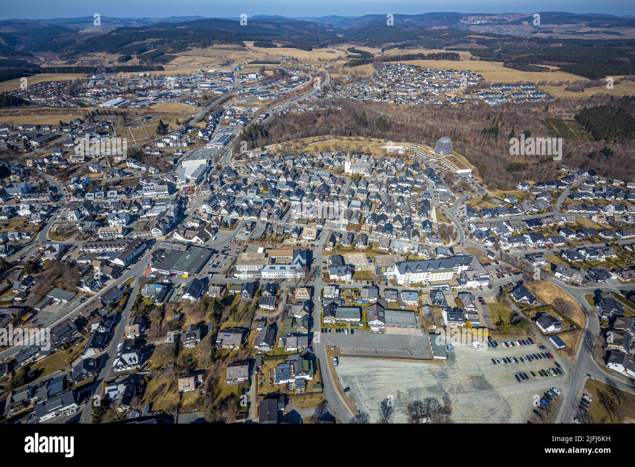 Aerial view, Oversum Vital Resort am Winterberg spa park, residential ...