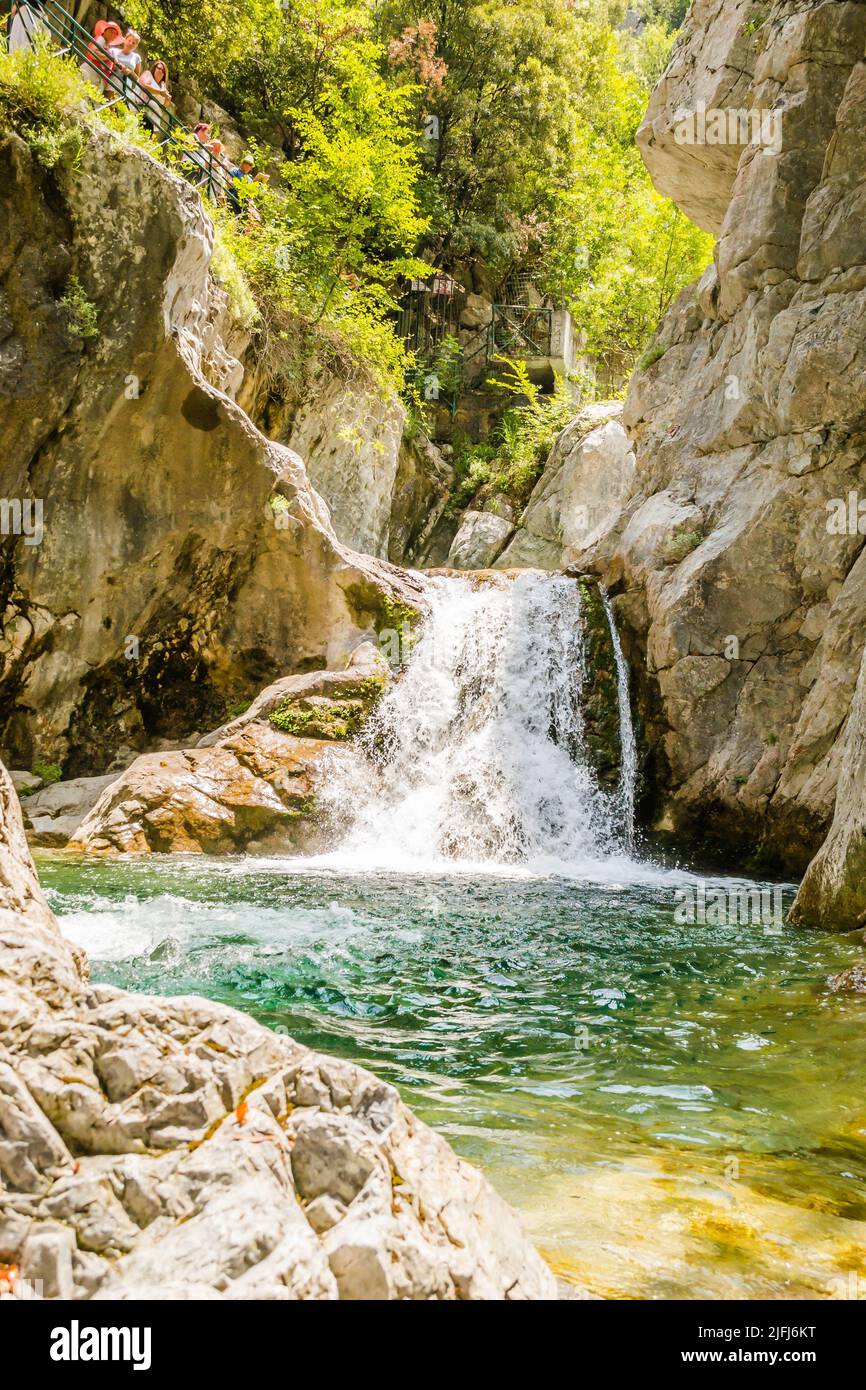 A vertical view of the beautiful river "Zeus Bath" on historic Mount ...