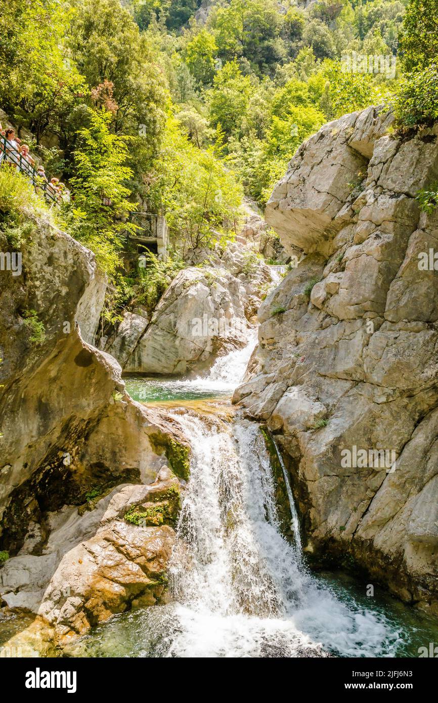 A vertical view of the beautiful river "Zeus Bath" on historic Mount ...