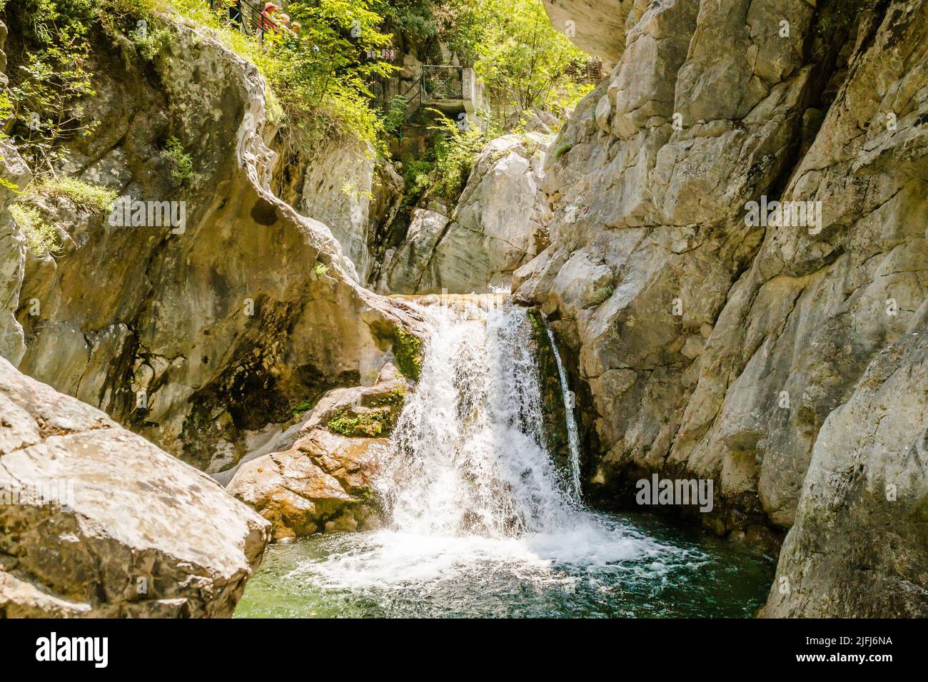 A vertical view of the beautiful river "Zeus Bath" on historic Mount ...