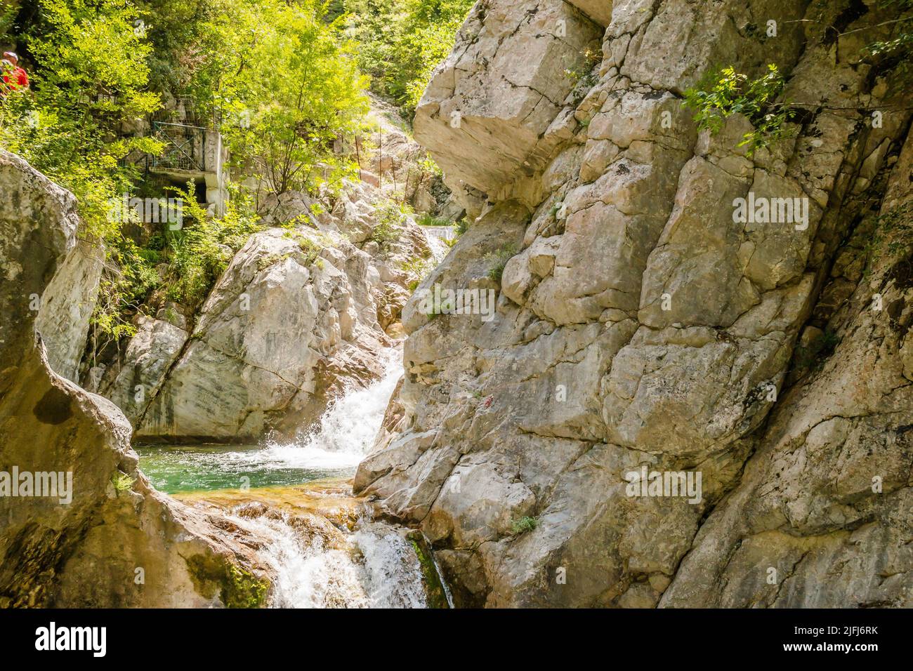 A vertical view of the beautiful river "Zeus Bath" on historic Mount ...