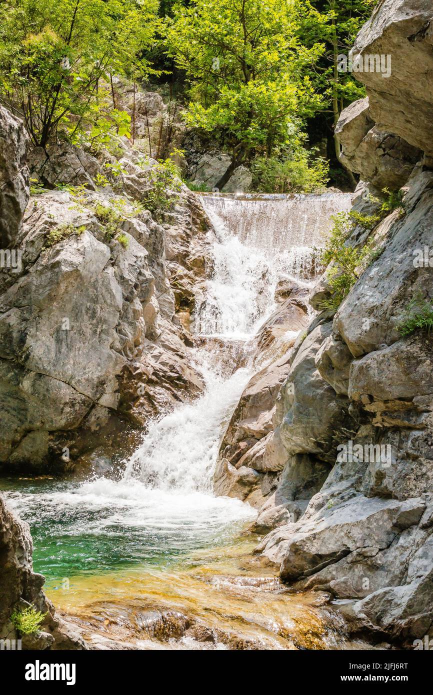 A vertical view of the beautiful river "Zeus Bath" on historic Mount ...