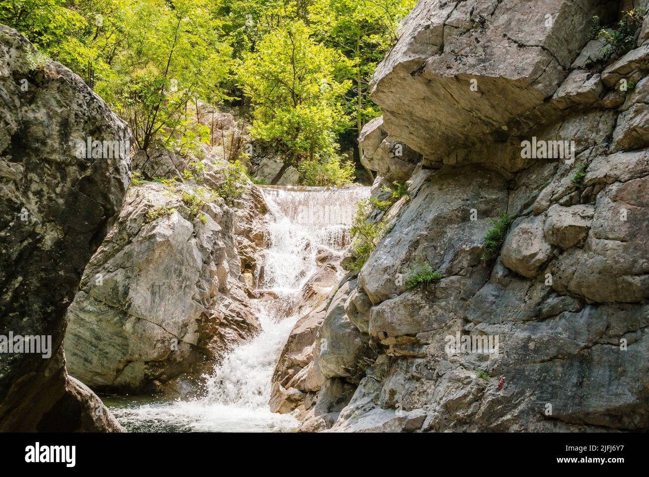 A vertical view of the beautiful river "Zeus Bath" on historic Mount ...