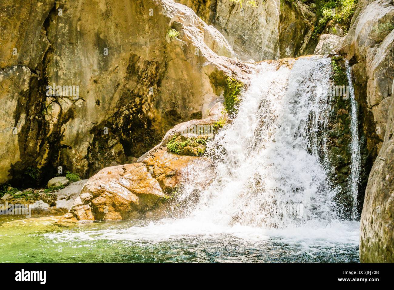 A view of the beautiful river "Zeus Bath" on historic Mount Olympus ...