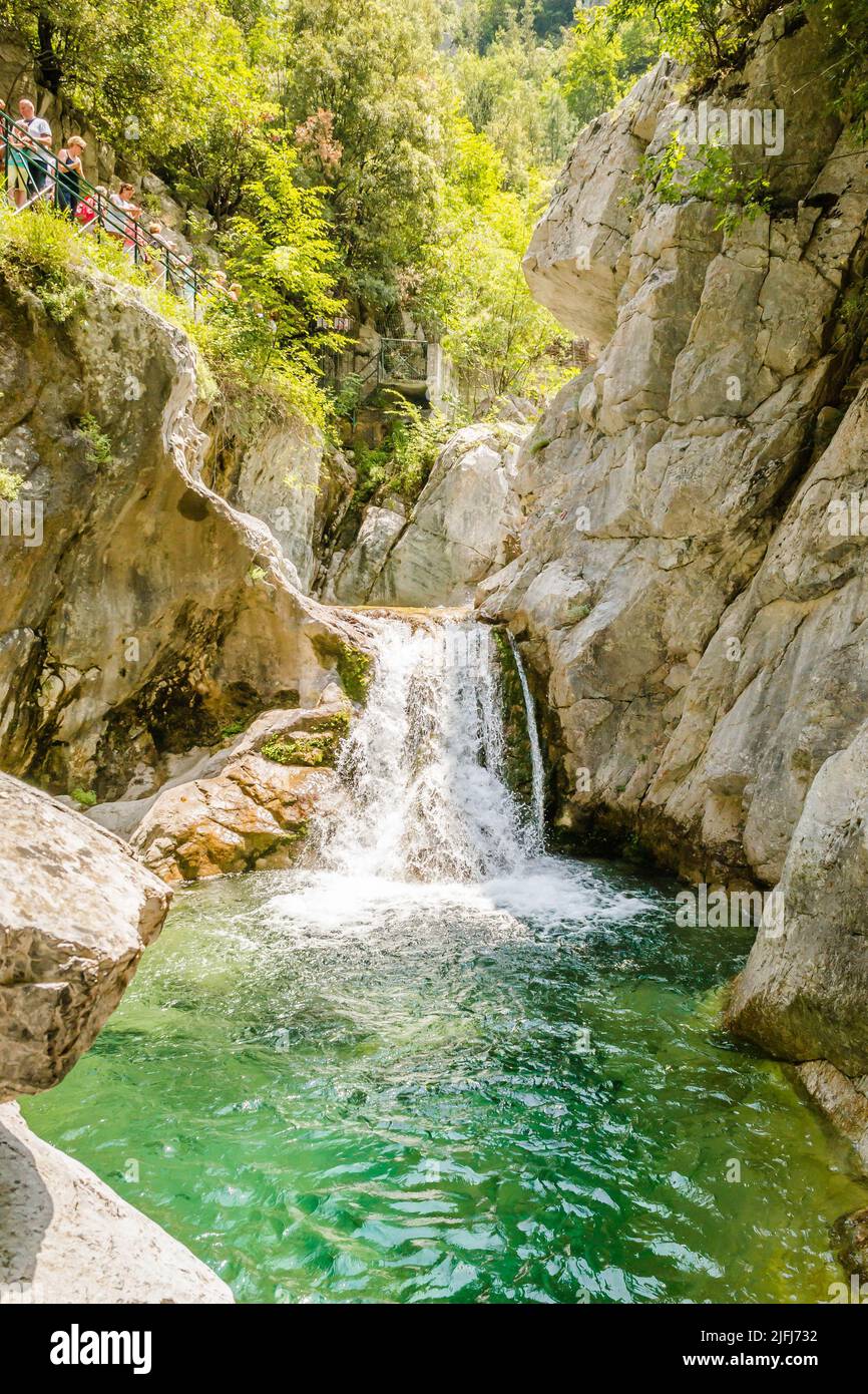 A vertical view of the beautiful river "Zeus Bath" on historic Mount ...