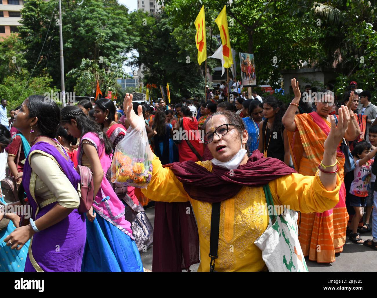 Mumbai, India. 03rd July, 2022. Devotees seen dancing during a Rath ...