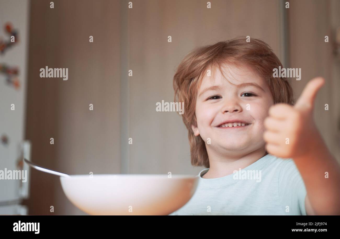 Parenthood. Little boy - ecology Food concept. Portrait of beautiful ...