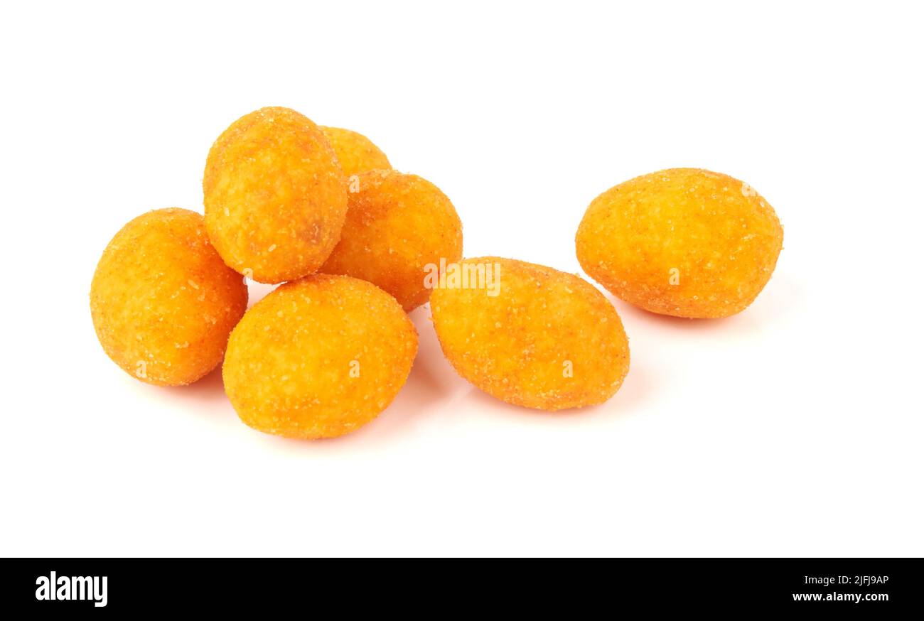 Bacon flavored peanuts isolated on white background Stock Photo - Alamy