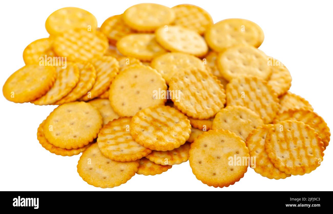 Salty crispy round crackers Cut Out Stock Images & Pictures - Alamy
