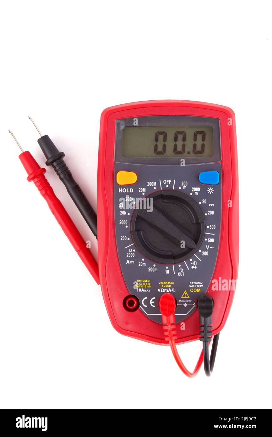 Digital multimeter isolated on a white background Stock Photo - Alamy